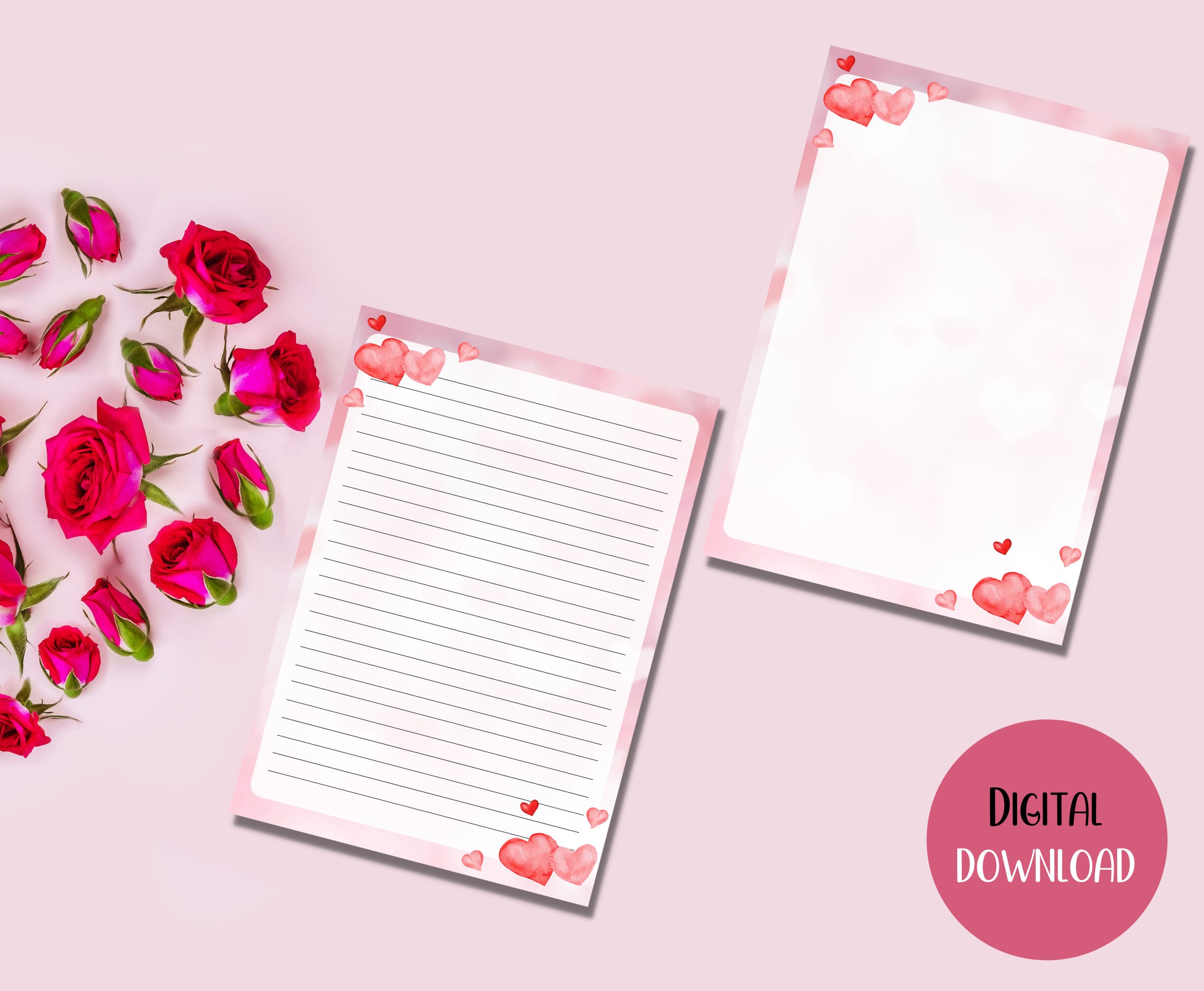 Printable Cute Valentine's Day, Anniversary Day Letter Writing Paper ...