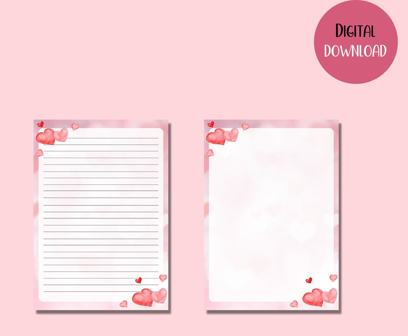 Printable Cute Valentine's Day, Anniversary Day Letter Writing Paper ...
