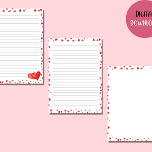 Printable Heart Valentines Day/ Anniversary Letter Writing Stationery ...