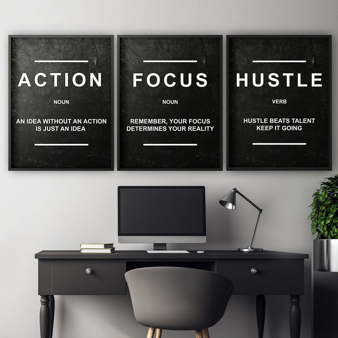 3 Piece Motivational Wall Art Prints, Office Decor Wall Frames Action ...
