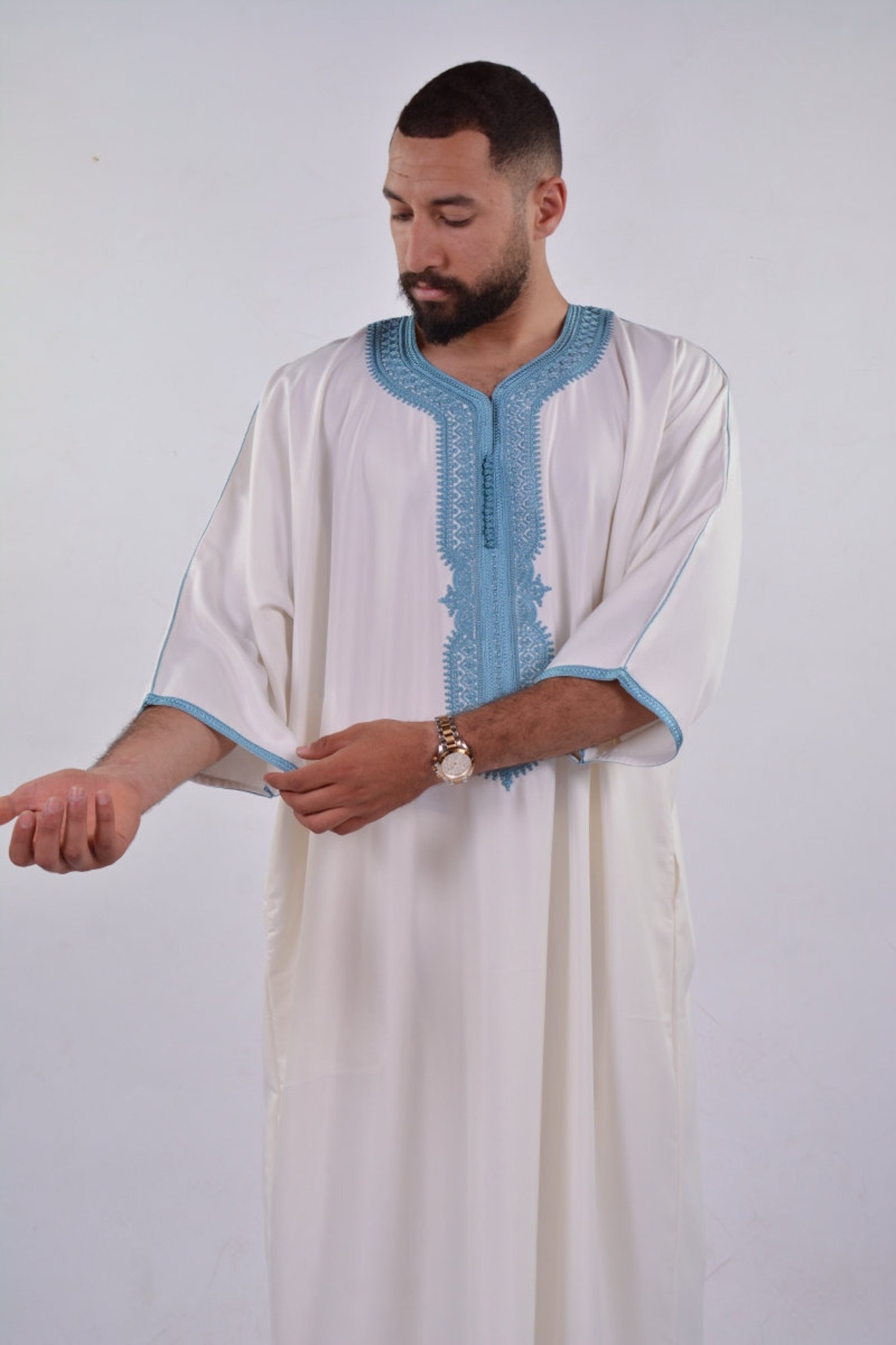 Handmade Men Caftan Blue, Thobe, Thobe for Men, Kaftan for Men, Mens Kaftan , Mens Thobe ...
