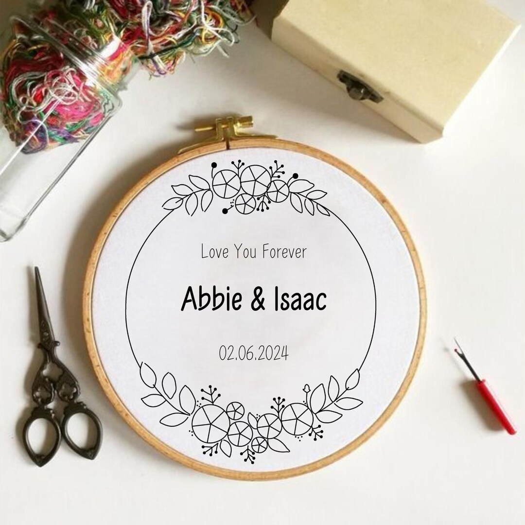 Personalized Wedding Embroidery Gift | Romantic, Flower, Leaf, Garden ...