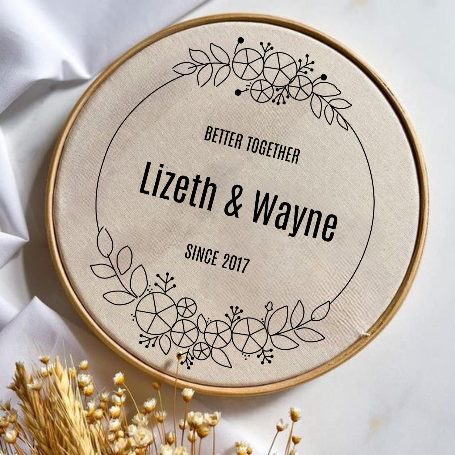 Personalized Wedding Embroidery Gift | Romantic, Flower, Leaf, Garden ...