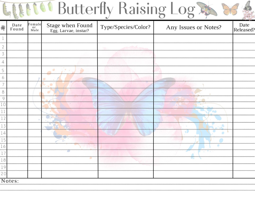 Butterfly Raising Log, Butterfly Log, Butterfly Rearing, Butterfly ...