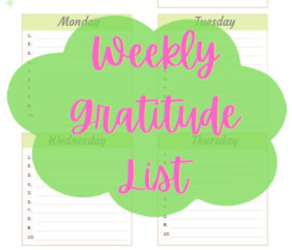 Weekly Gratitude List Gratification List to Raise Your Vibe - Etsy