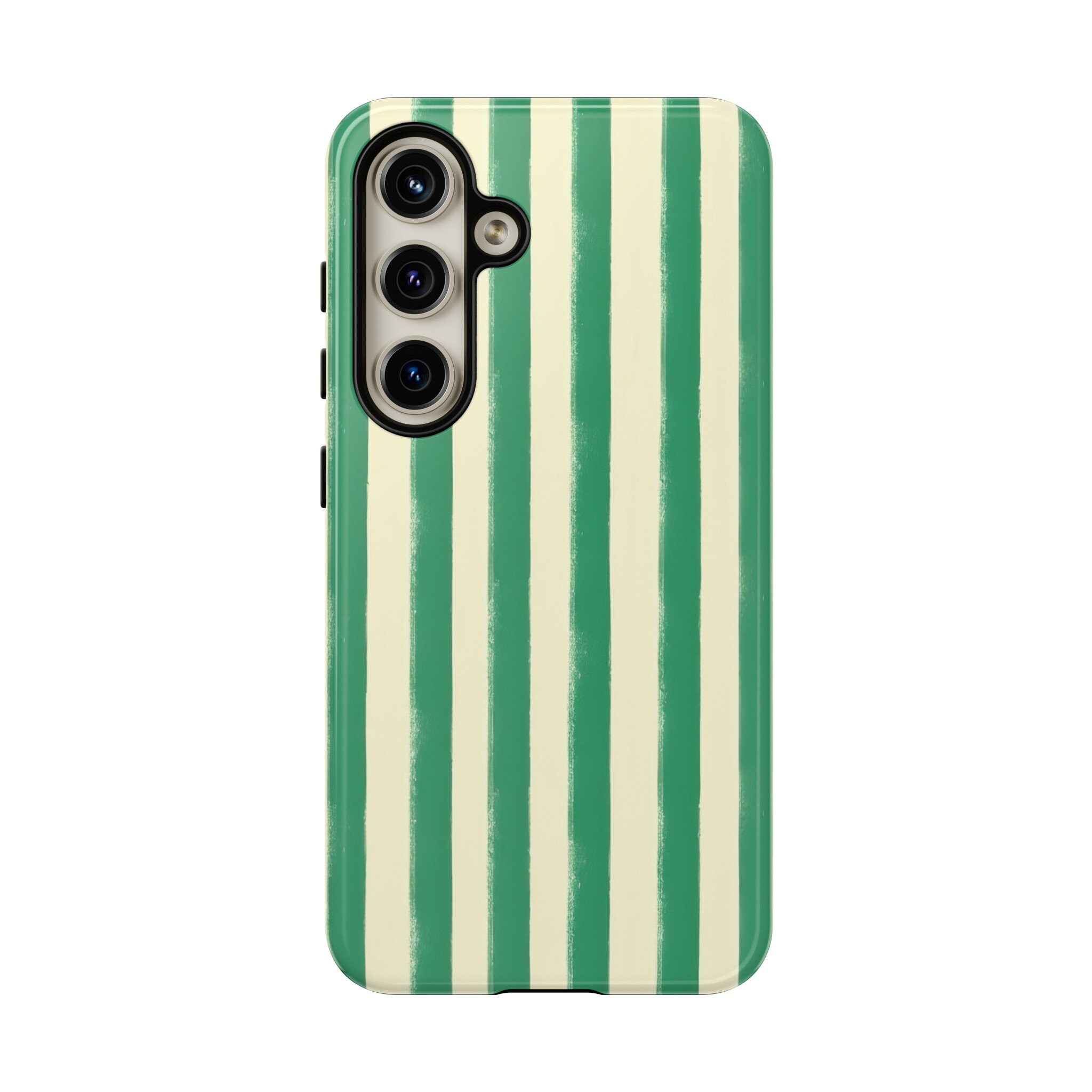 GREEN STRIPES Phone Case, Coastal Beige Preppy Trendy Aesthetic, iPhone ...