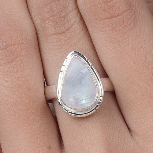 Moonstone Rectangular Sterling Silver 925 Handmade - Etsy
