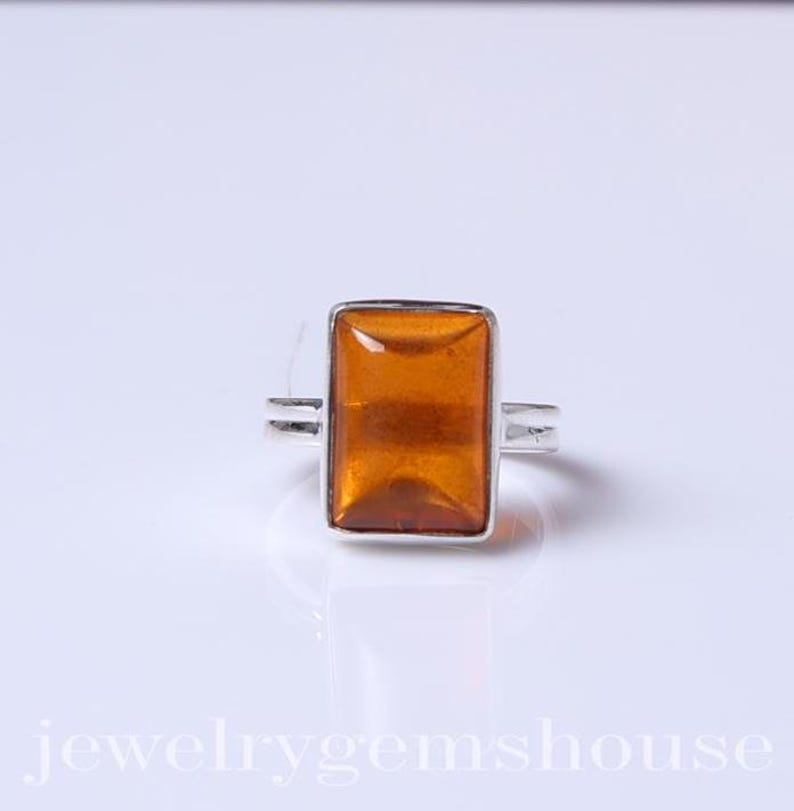 Baltic Amber Ring, 925 Sterling Silver Ring, Rectangular Shaped Ring ...