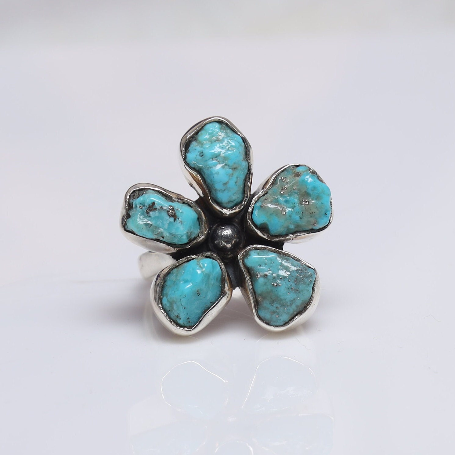 Raw Arizona Turquoise Ring 925 Sterling Silver Ring Floral - Etsy