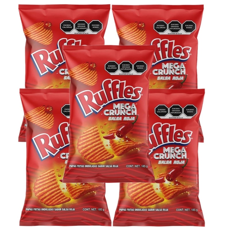 Ruffles Mega Crunch Salsa Roja Sabritas Mexican Chips, 5 BAGS 55 G - Etsy