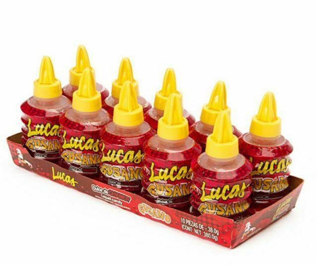 Lucas Gusano Chamoy 1 Pack 10CT, Chamoy Flavor Hot Liquid Candy ...