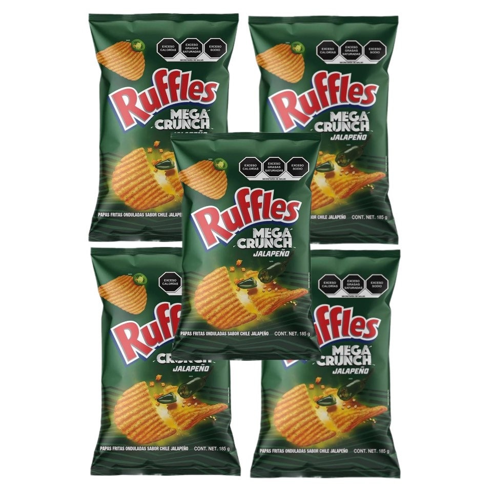 Ruffles Mega Crunch Jalapeño Sabritas Mexican Chips, 5 BAGS 55 G - Etsy