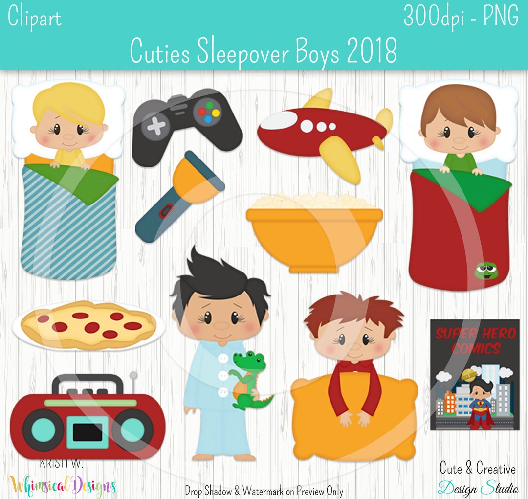 Cuties Sleepover Boys 2018 Digital Clip Art Set Graphics - Etsy