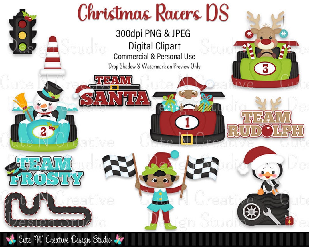 Christmas Racers DS Digital Clip Art Set ~ Graphics Kristi W Designs ...