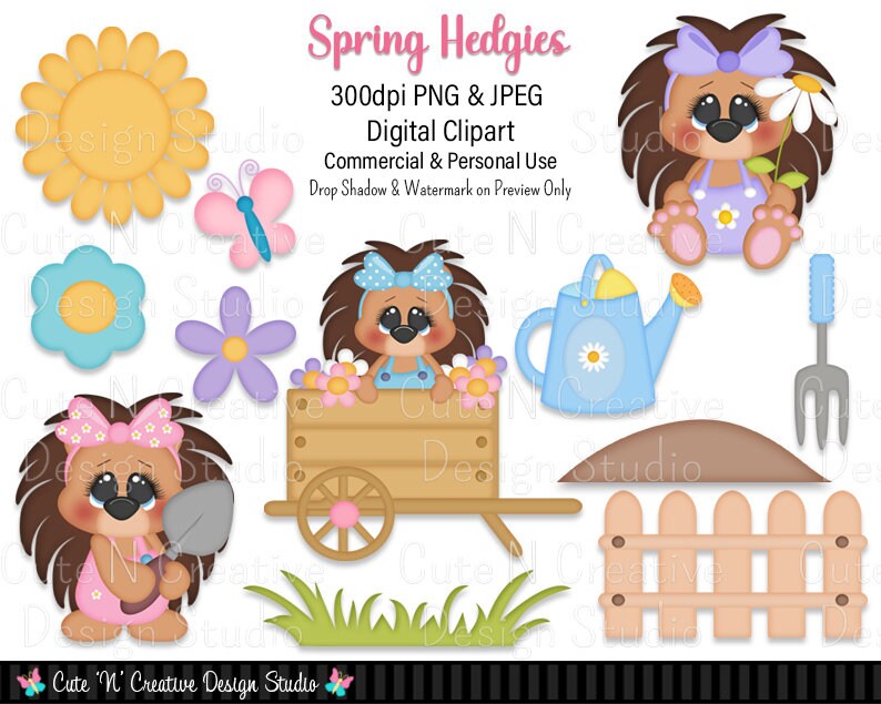 Spring Hedgies Digital Clip Art Set ~ Graphics Kristi W Designs Personal Commercial Use ...