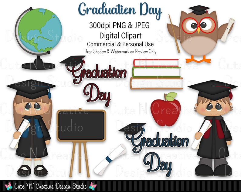 Graduation Day Digital Clip Art Set ~ Graphics Kristi W Designs ...