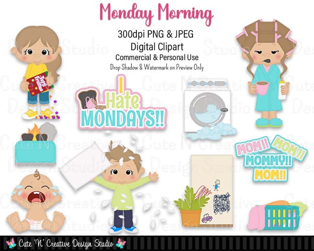 Monday Morning Digital Clip Art Set ~ Graphics Kristi W Designs ...