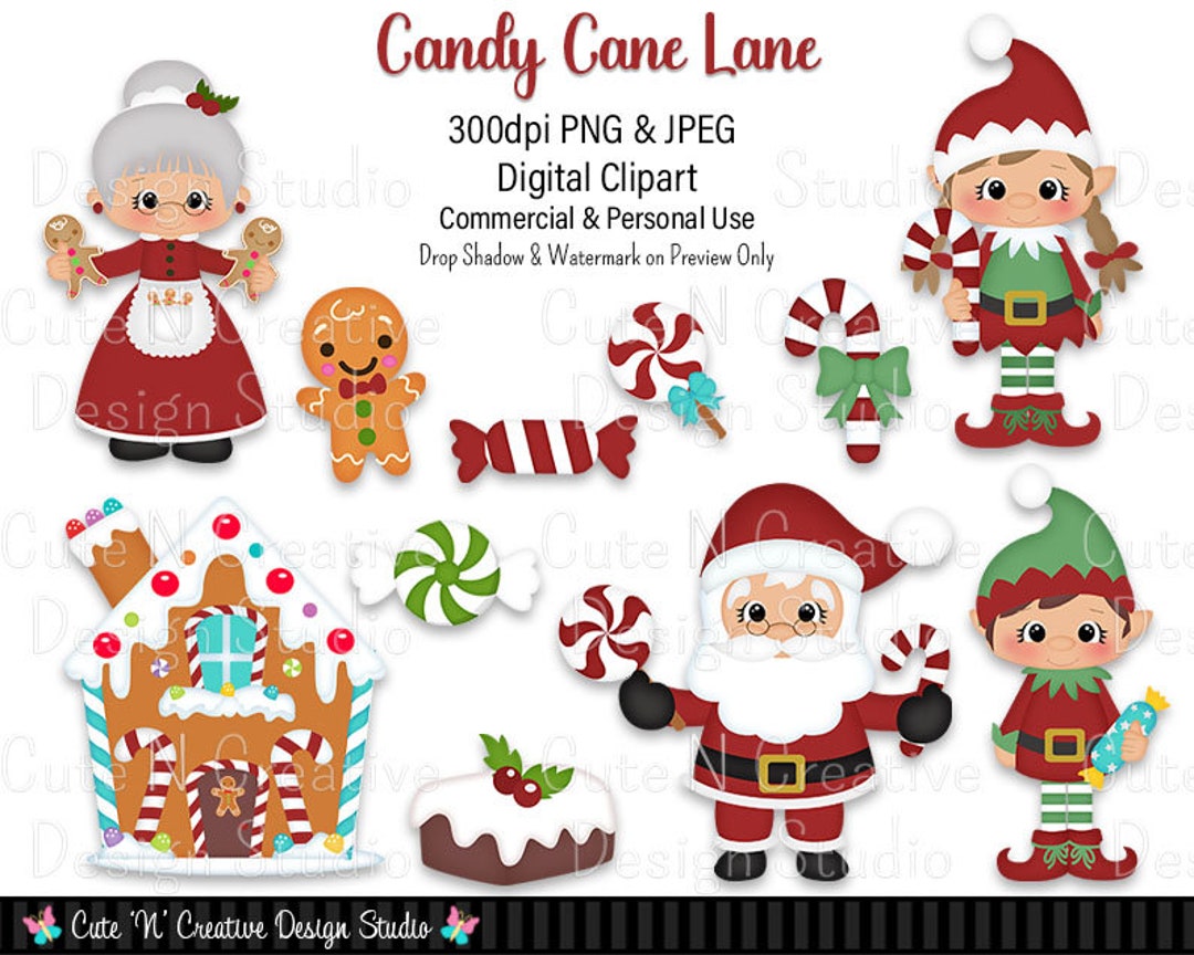 Candy Cane Lane Digital Clip Art Set ~ Graphics Kristi W Designs ...