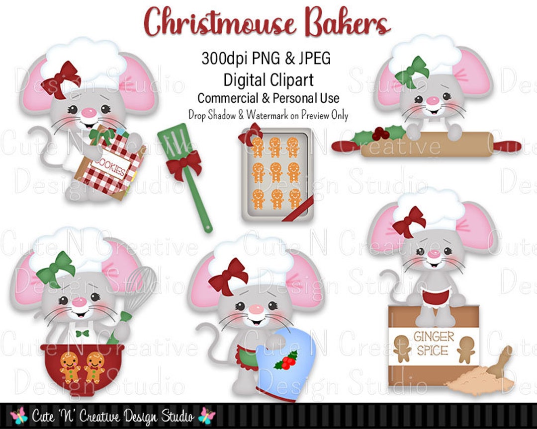 Christmouse Bakers Digital Clip Art Set ~ Graphics Kristi W Designs ...