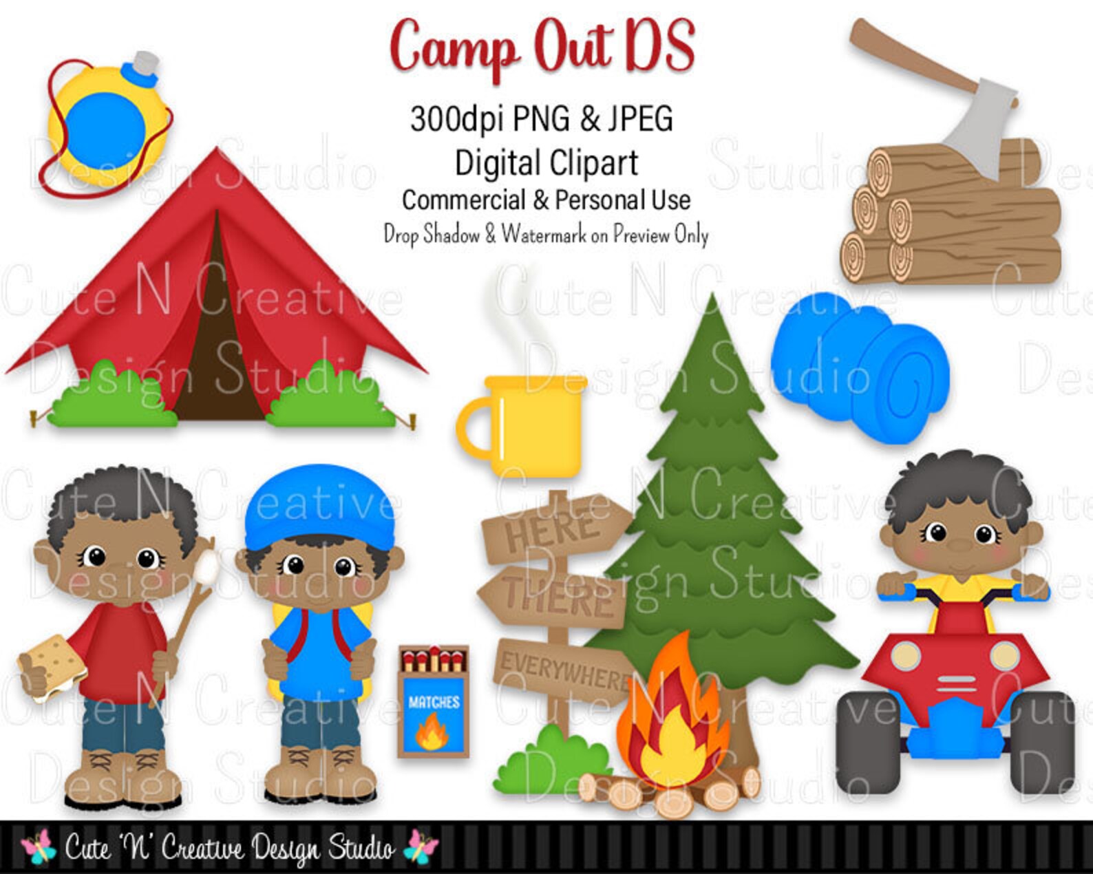 Camp Out Boys DS Digital Clip Art Set ~ Graphics Kristi W Designs ...