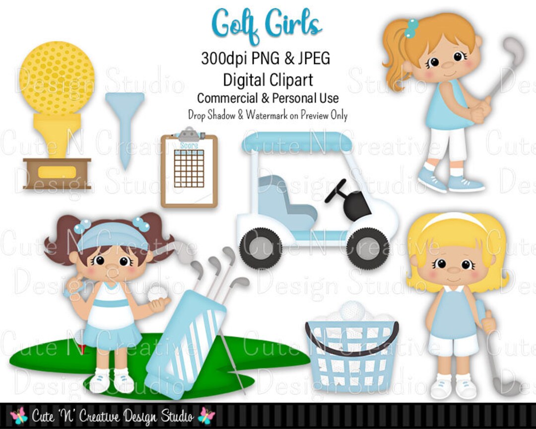 Golf Girls Digital Clip Art Set ~ Graphics Kristi W Designs Personal ...