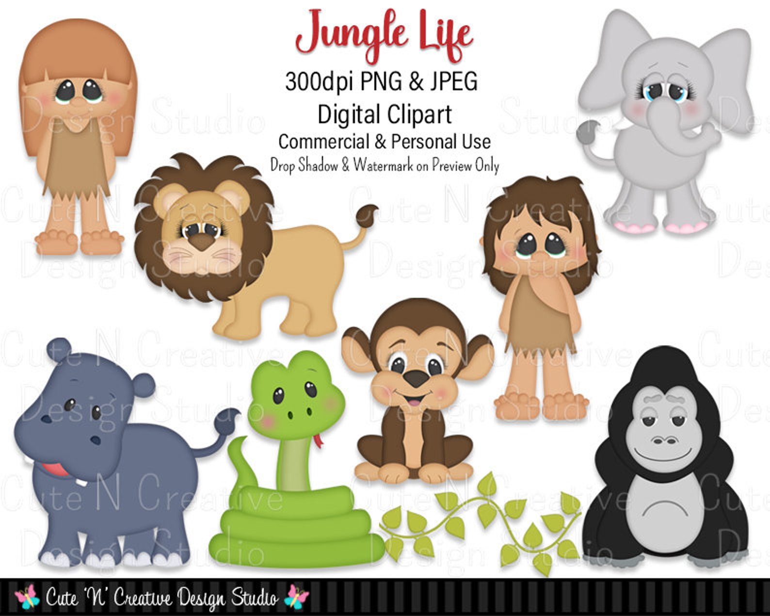 Jungle Life Digital Clip Art Set ~ Graphics Kristi W Designs Personal ...