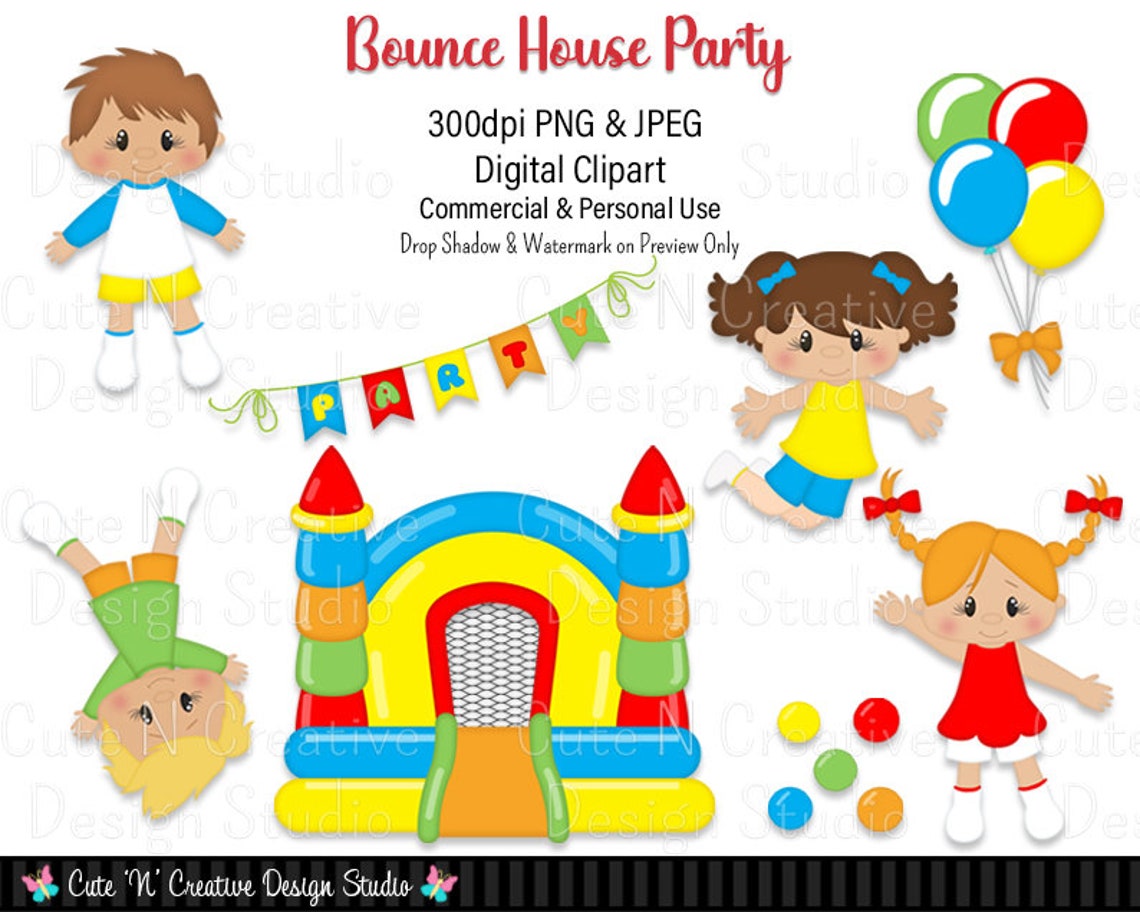 Bounce House Party Digital Clip Art Set Graphics Kristi W Designs ...