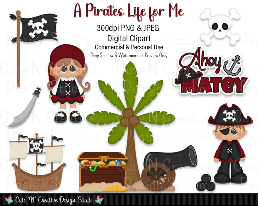 A Pirates Life for Me Digital Clip Art Set ~ Graphics Kristi W Designs ...