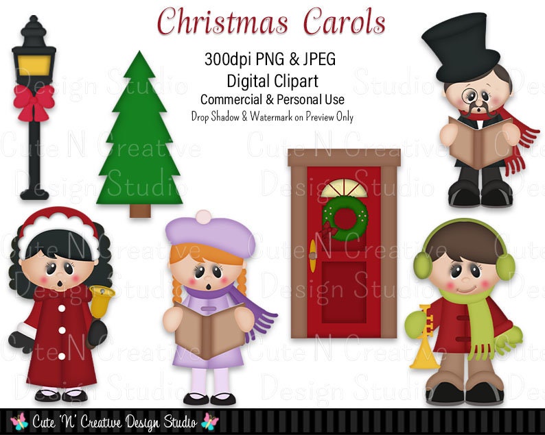 Christmas Carols Digital Clip Art Set ~ Graphics Kristi W Designs ...
