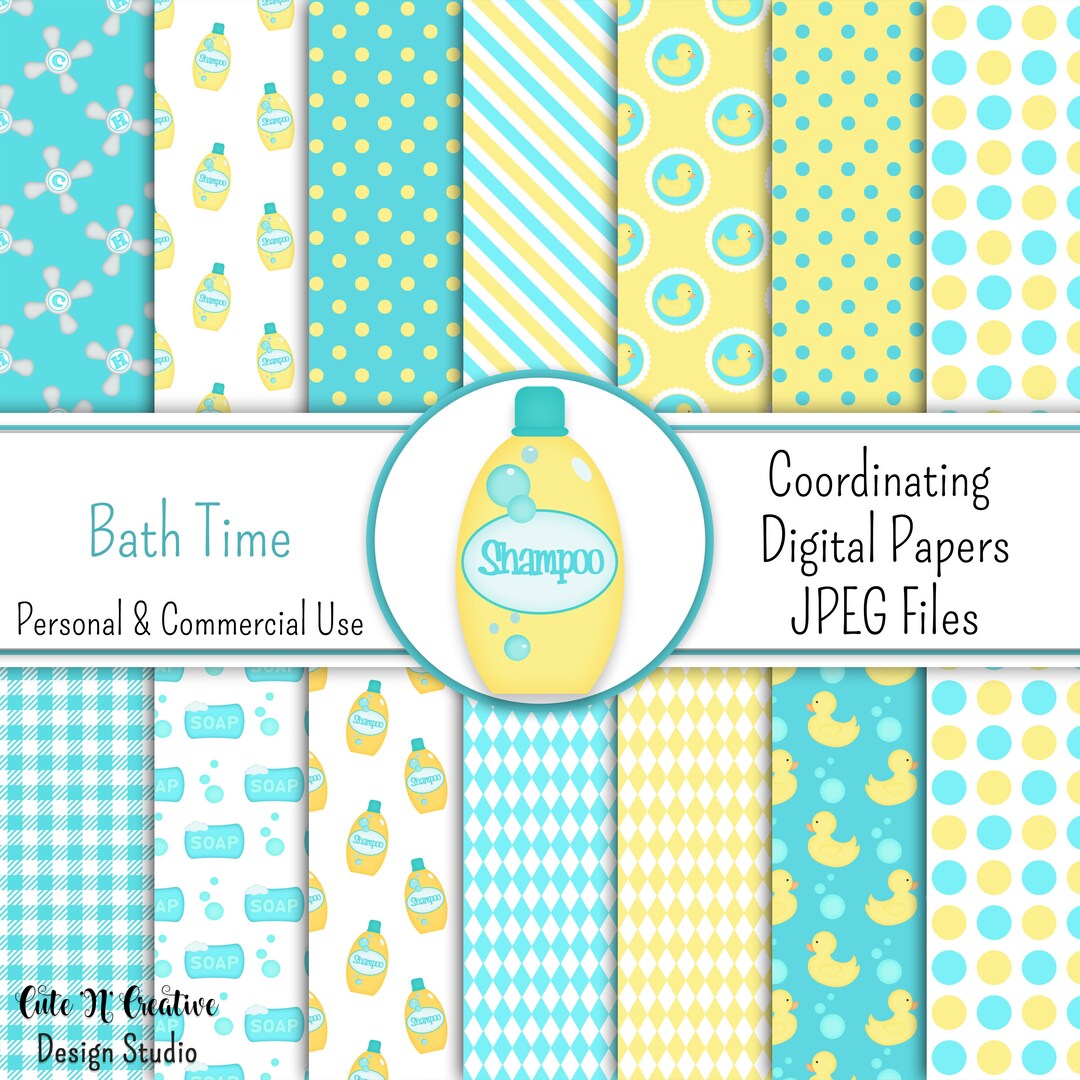 Bath Time Coordinating Digital Paper Pack ~ Graphics Kristi W Designs ...