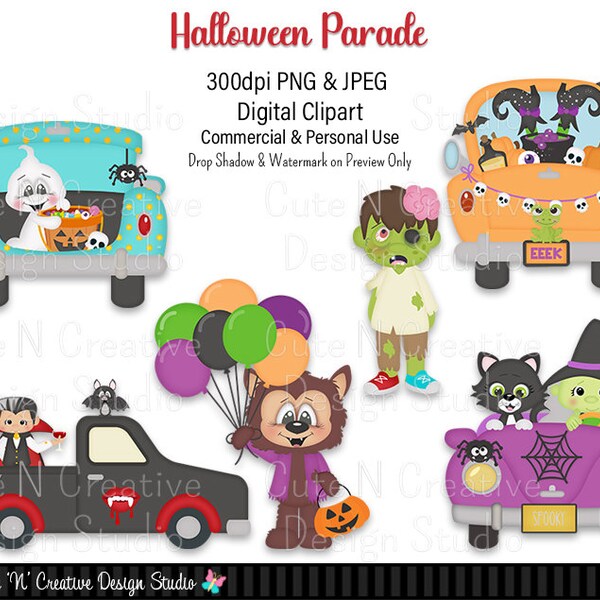 Halloween Parade Clipart - Etsy