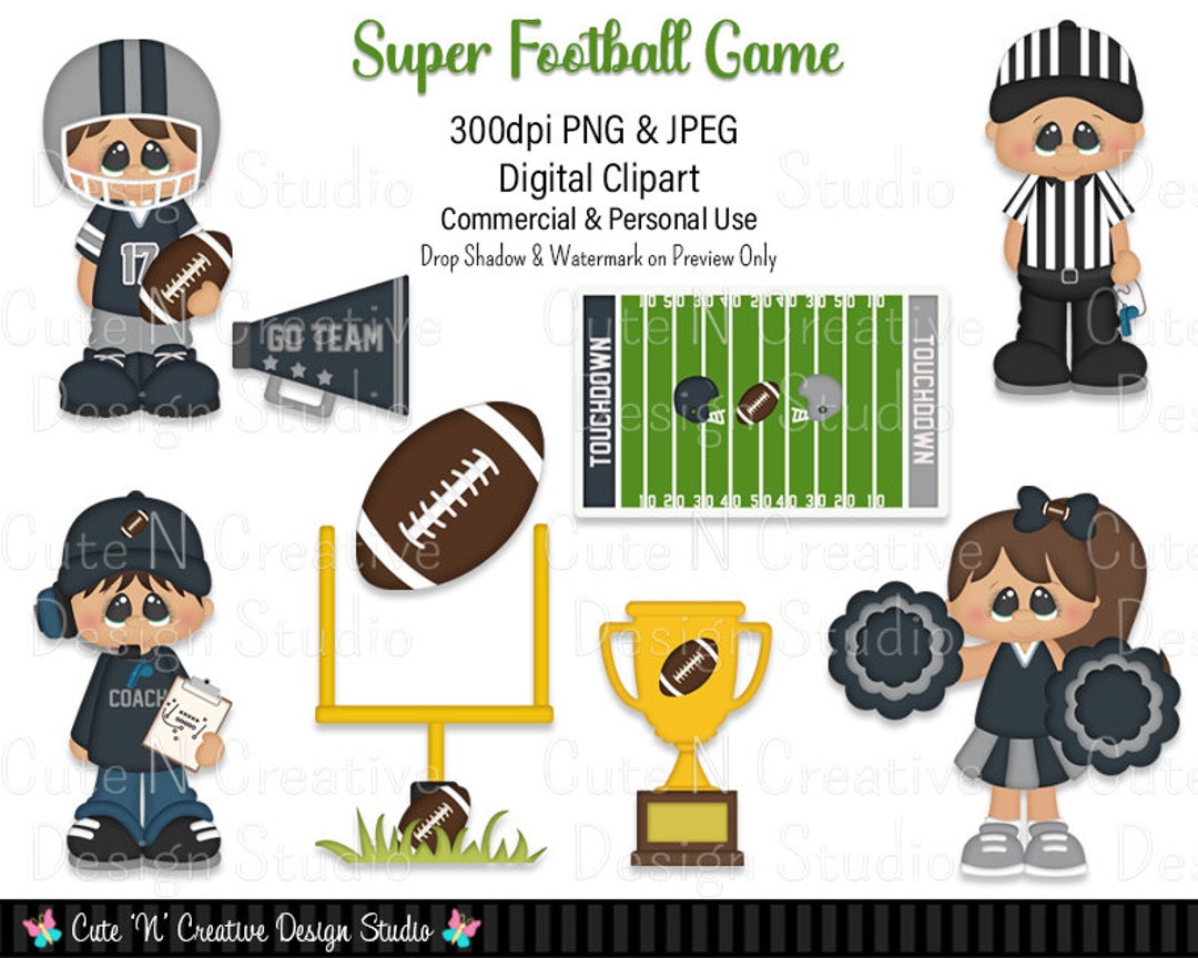Super Football Game Digital Clip Art Set ~ Graphics Kristi W Designs ...