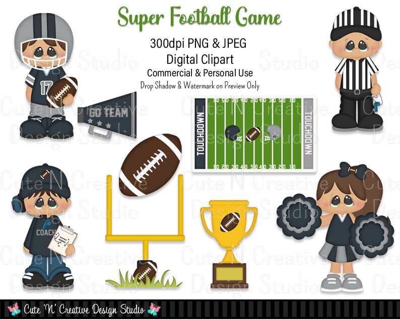 Super Football Game Digital Clip Art Set ~ Graphics Kristi W Designs ...