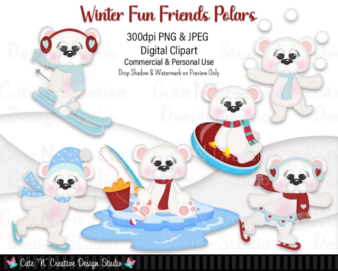 Winter Fun Friends Polars Digital Clip Art Set ~ Graphics Kristi W ...
