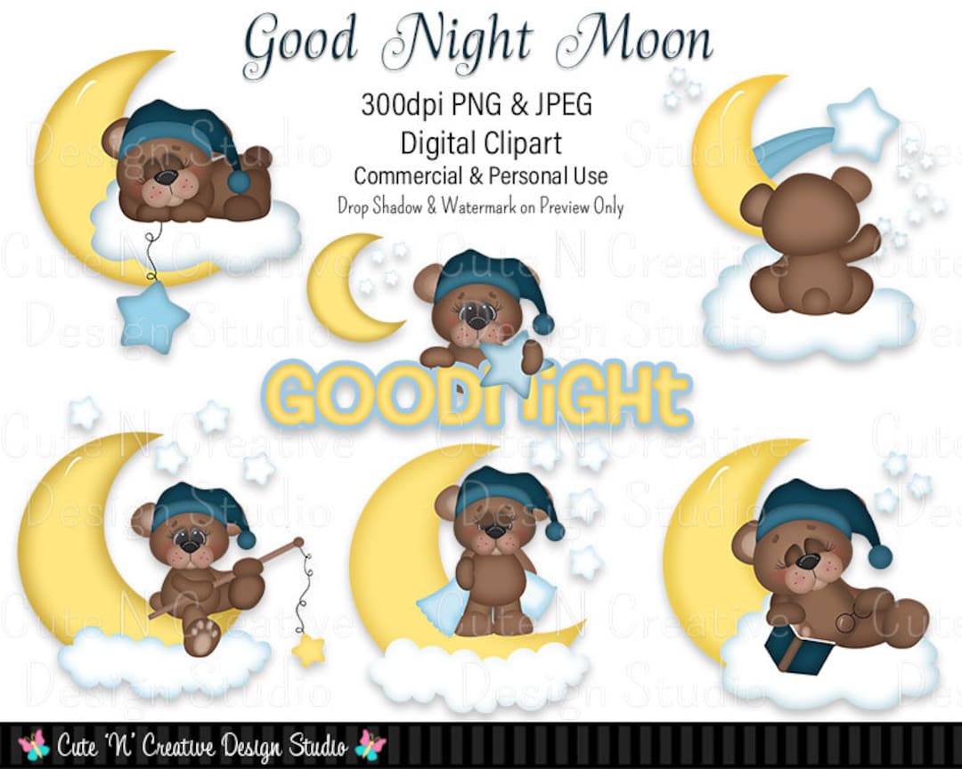 Good Night Moon Digital Clip Art Set ~ Graphics Kristi W Designs ...
