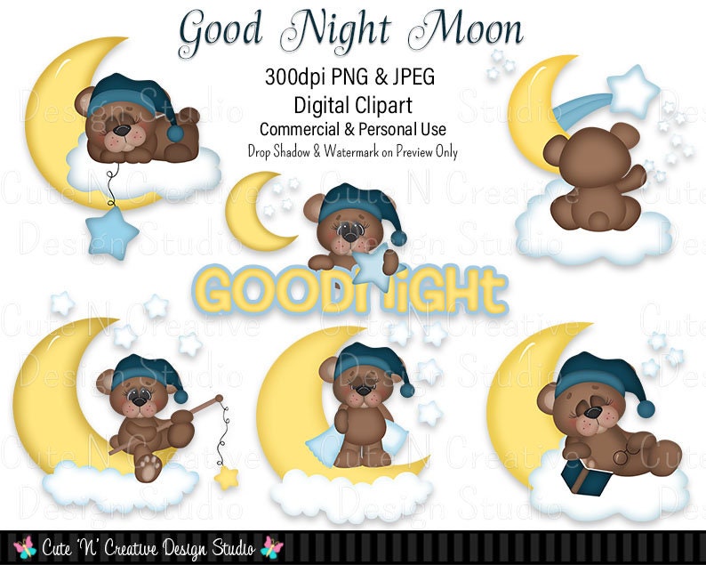 Good Night Moon Digital Clip Art Set ~ Graphics Kristi W Designs ...