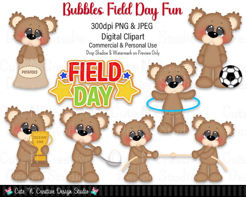 Bubbles Field Day Fun Digital Clip Art Set ~ Graphics Kristi W Designs ...