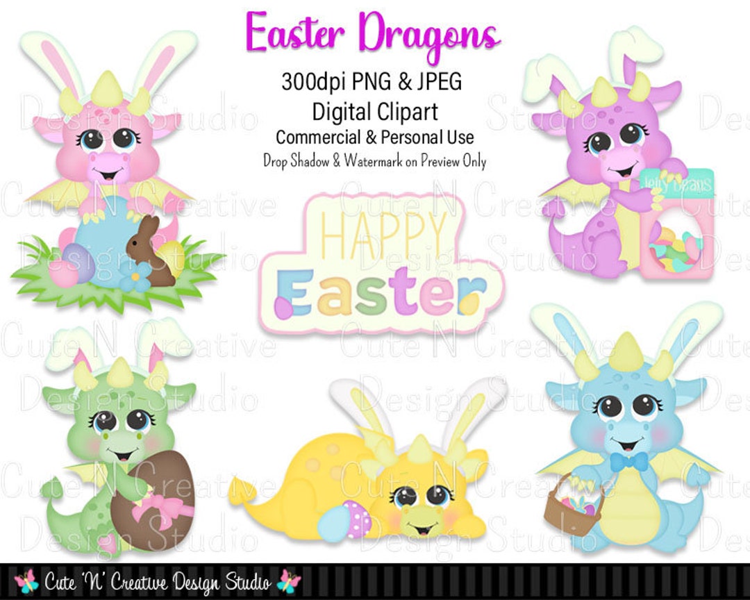 Easter Dragons Digital Clip Art Set ~ Graphics Kristi W Designs ...