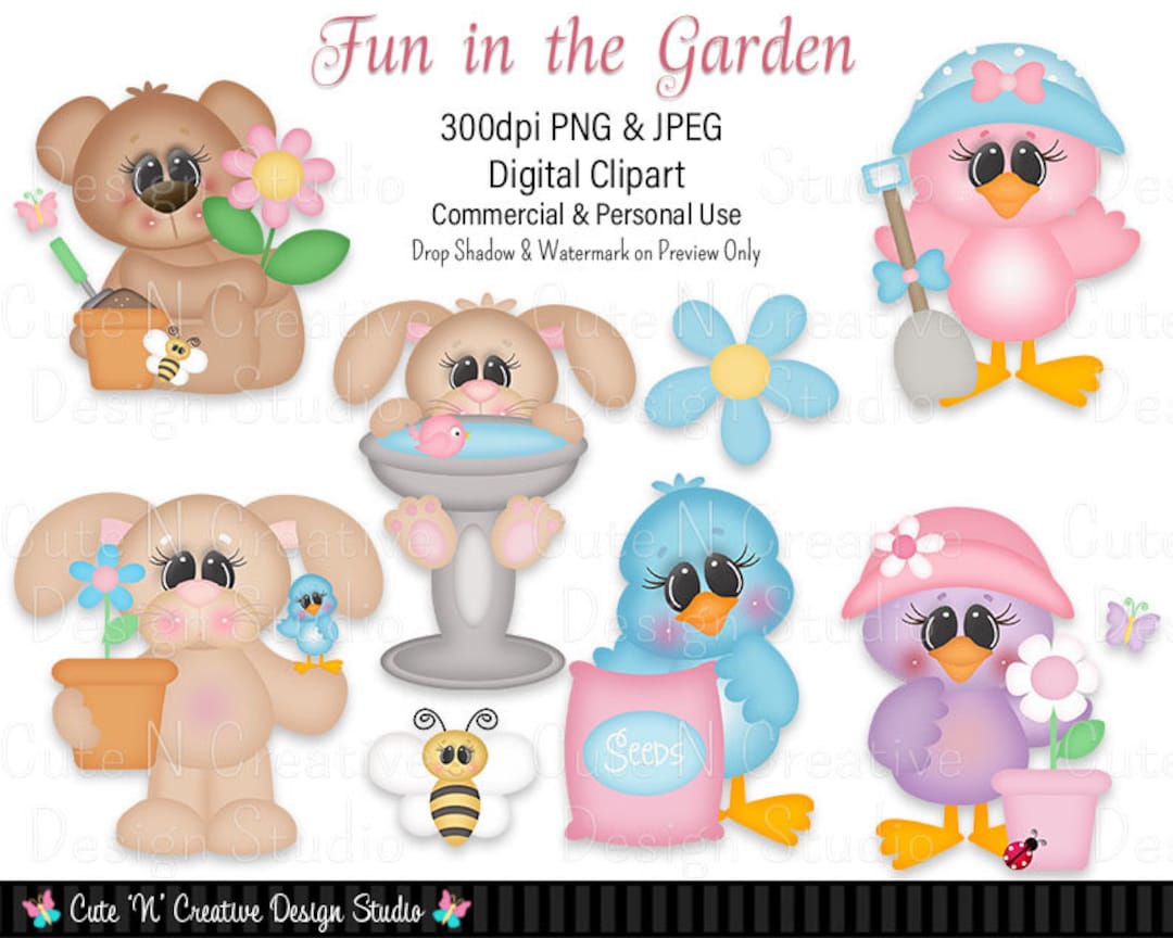 Fun in the Garden Digital Clip Art Set ~ Graphics Kristi W Designs ...