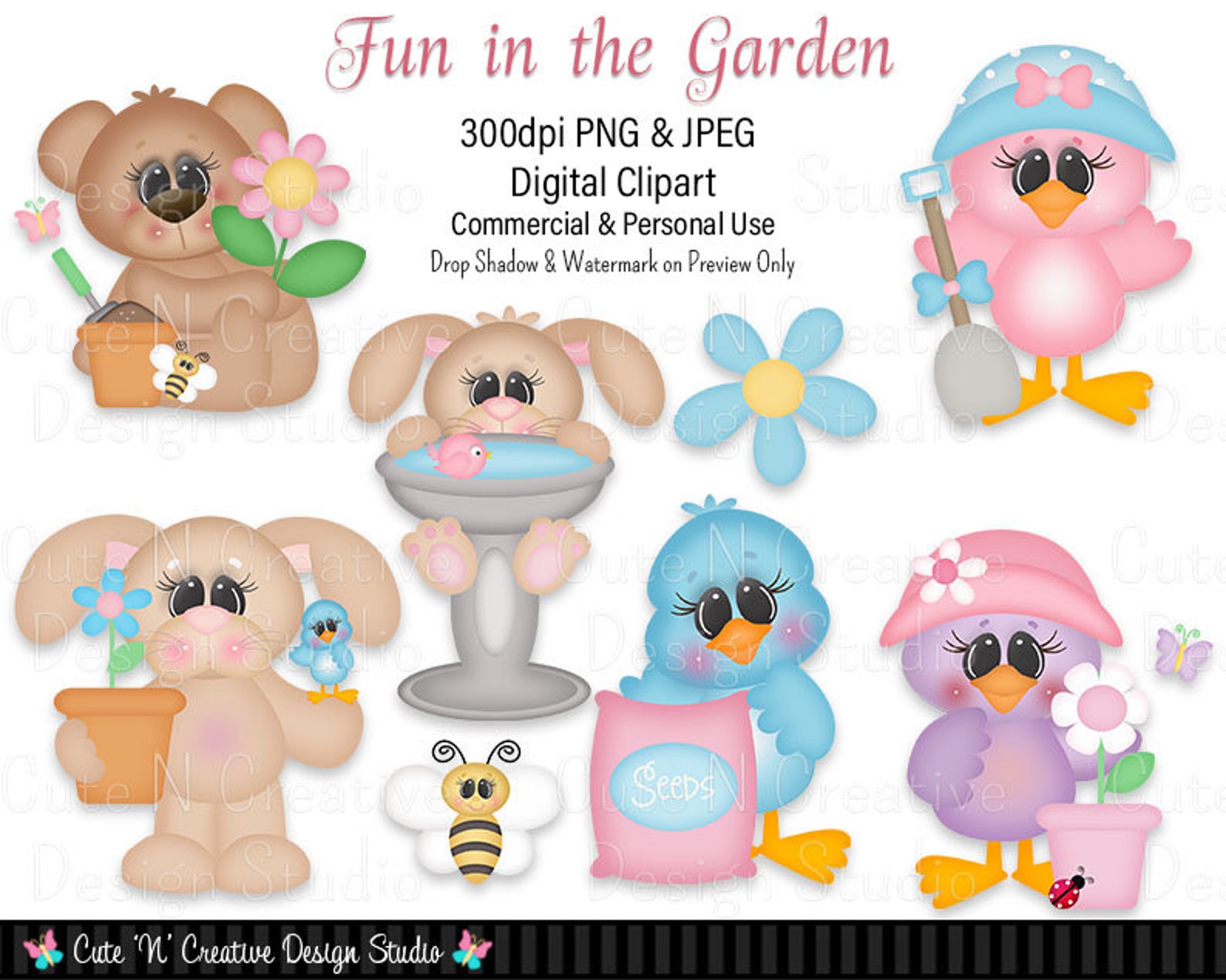 Fun in the Garden Digital Clip Art Set ~ Graphics Kristi W Designs ...