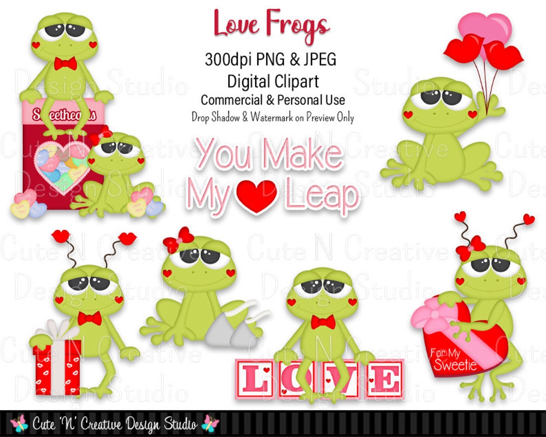 Love Frogs Digital Clip Art Set ~ Graphics Kristi W Designs Personal ...