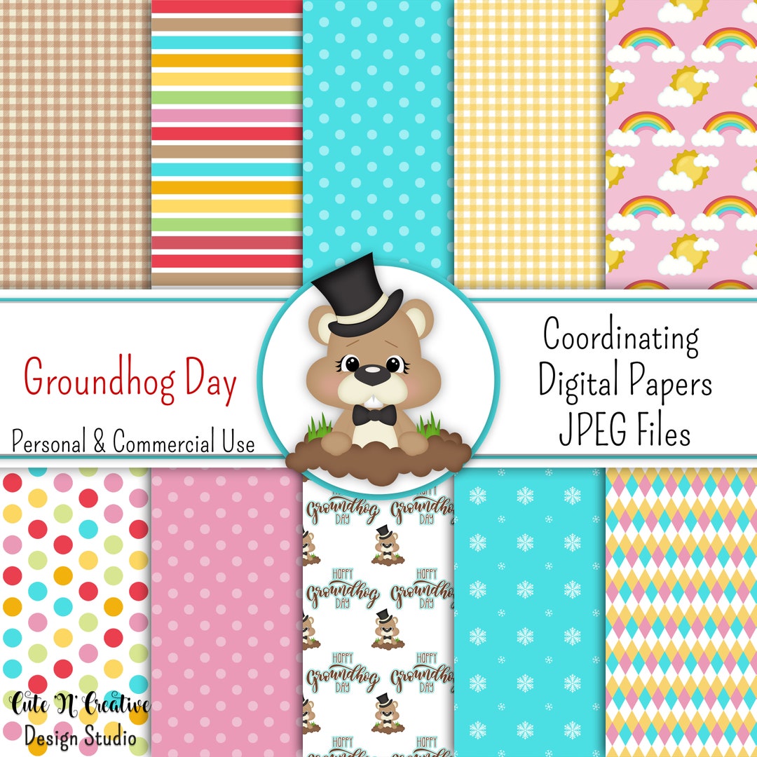 Groundhog Day Coordinating Digital Paper Pack ~ Graphics Kristi W ...