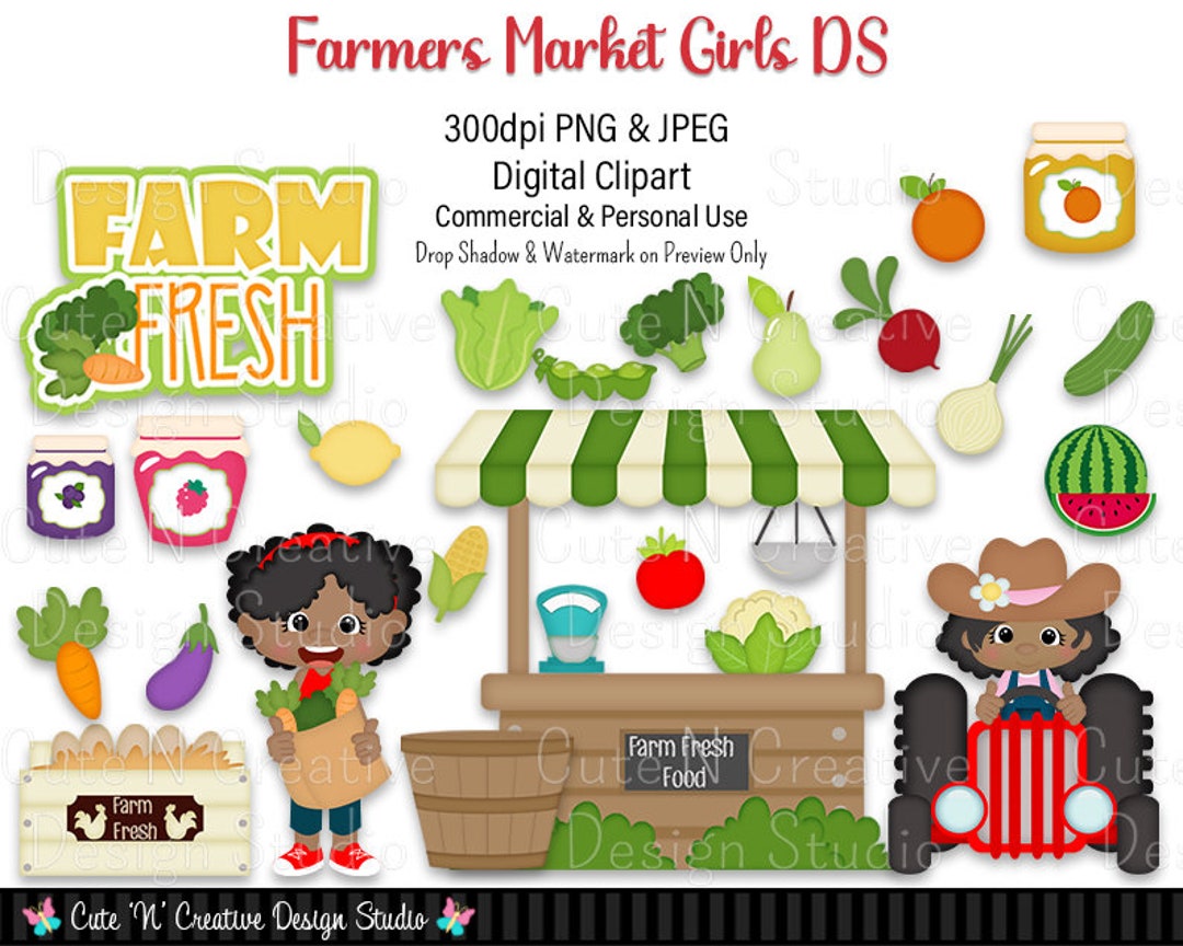 Farmers Market Girls DS Digital Clip Art Set ~ Graphics Kristi W ...