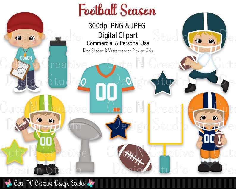 Football Season Digital Clip Art Set ~ Graphics Kristi W Designs ...