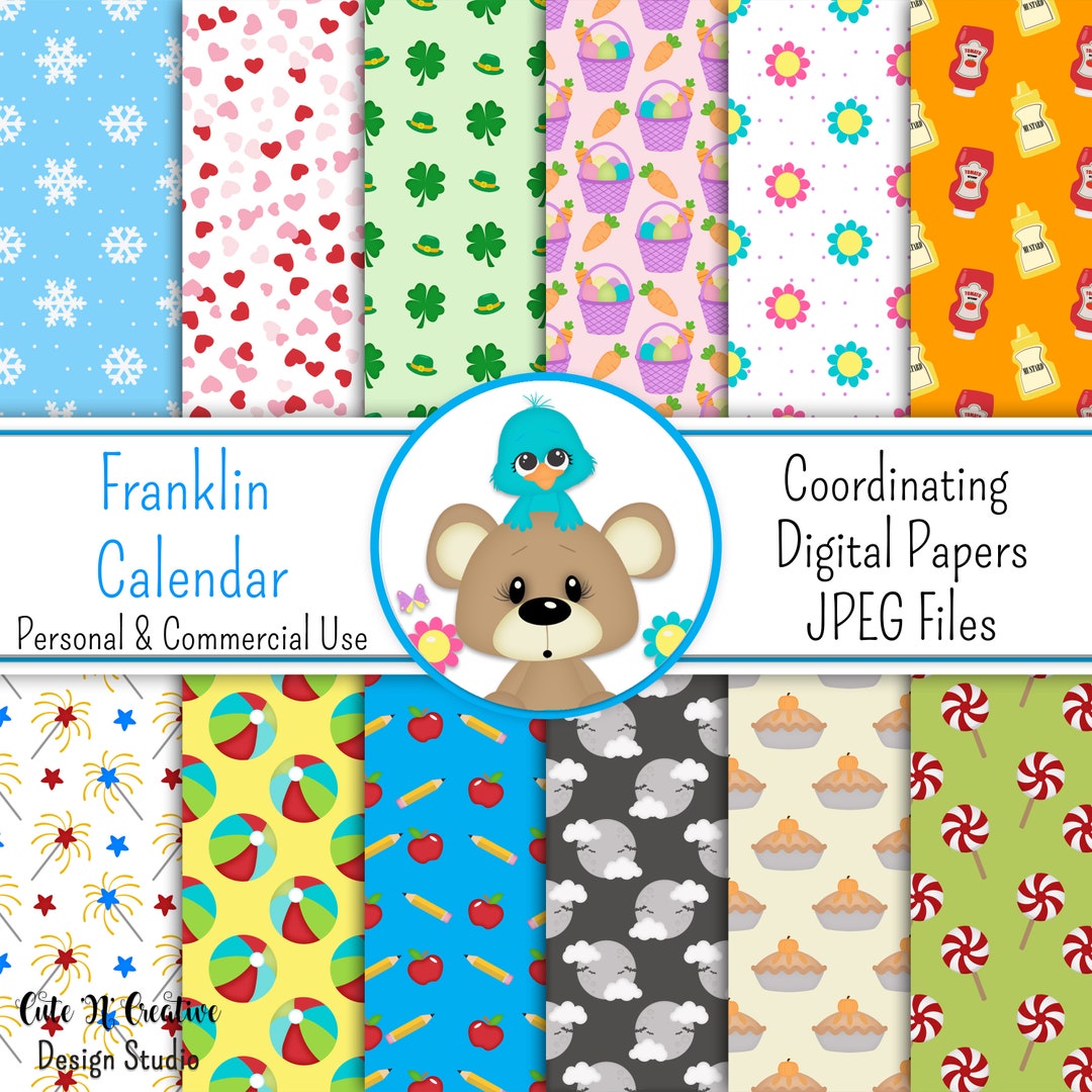 Franklin Calendar Coordinating Digital Paper Pack ~ Graphics Kristi W ...
