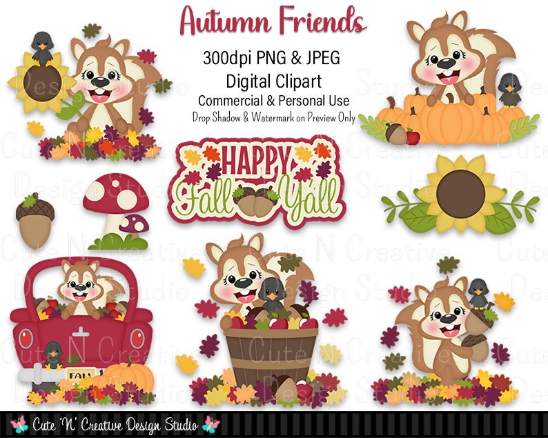 Autumn Friends Digital Clip Art Set ~ Graphics Kristi W Designs ...