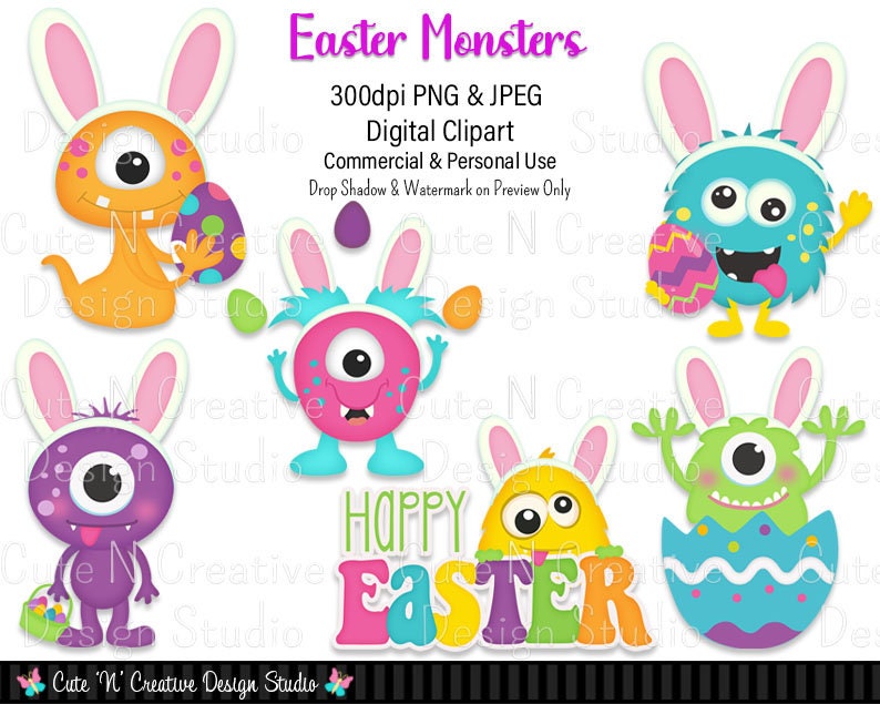 Easter Monsters Digital Clip Art Set Graphics Kristi W Designs Personal ...