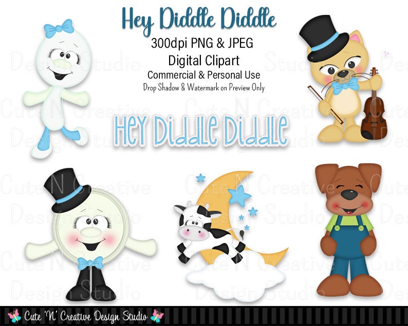 Hey Diddle Diddle Digital Clip Art Set ~ Graphics Kristi W Designs ...
