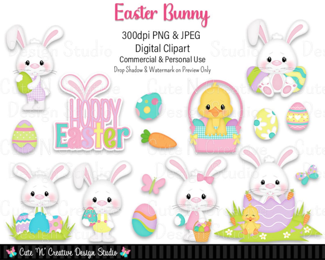 Easter Bunny Digital Clip Art Set ~ Graphics Kristi W Designs Personal ...