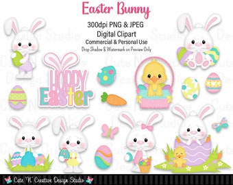 Chicks and Bunnies Digital Clip Art Set ~ Graphics Kristi W Designs ...